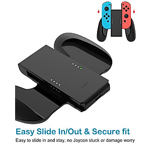 Kinvoca Charging Grip with 2000mAh Battery, 2-in-1 Comfort Grip for Nintendo Switch Controller, Controller Charger with 32in USB-C Cable, Power & Charge Indicators, Overcharge Protection