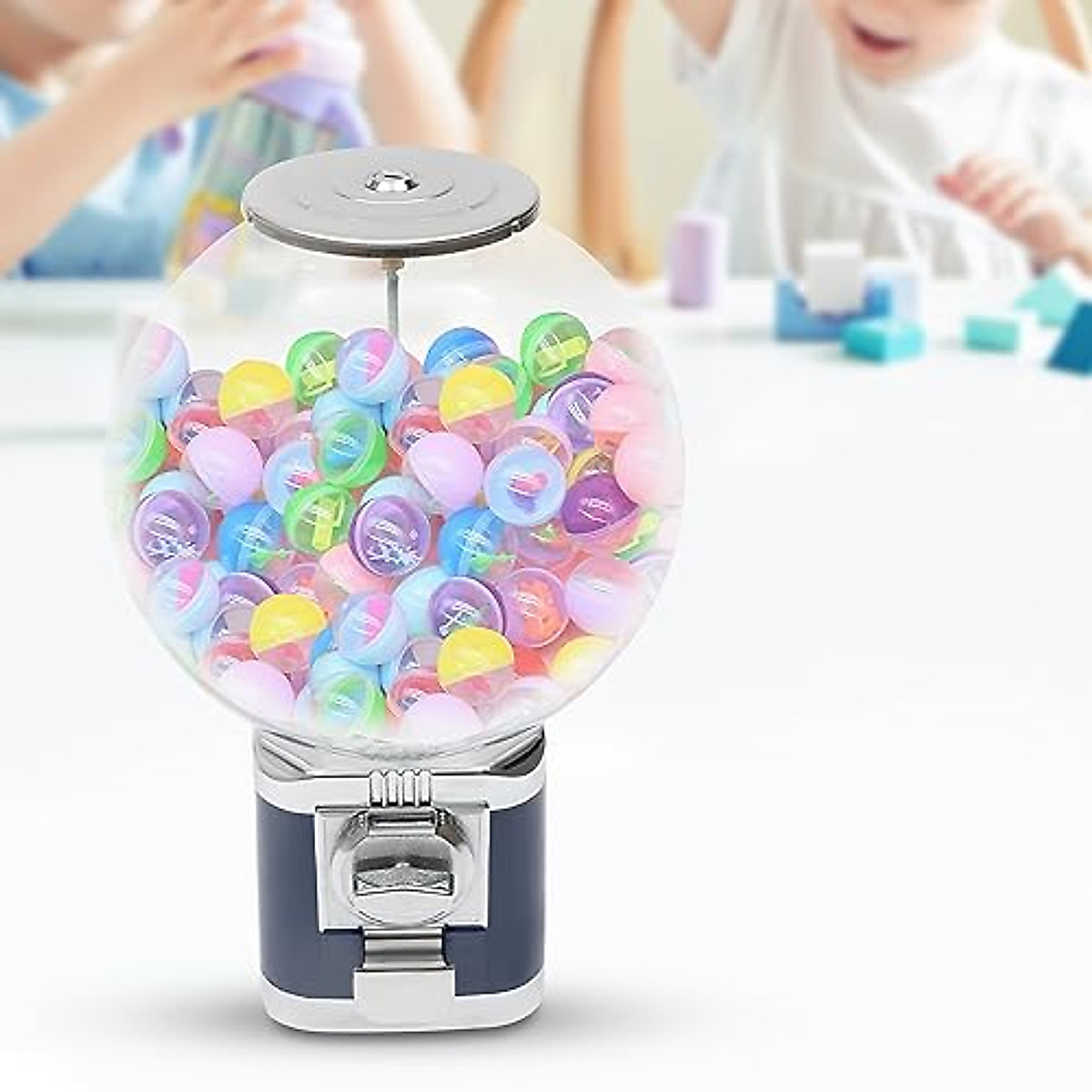 BANLICALI Vending Machine, Modern Freestanding Mini Candy Vending Machine with Keys, Big Bubble Gumball Bank for 1.26" Ball, Gumball Dispenser Machine for Business Coin Capacity 800-1000 (Dark Blue)