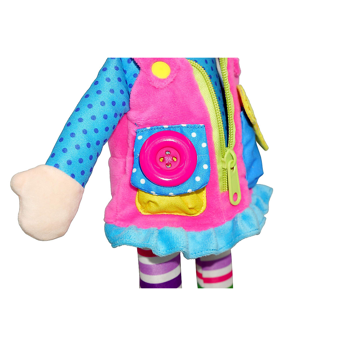 June Garden 15.5" Dressy Friends Belle - Educational Stuffed Plush Doll for Kids and Toddlers 2 Years and Up - Montessori Buckle Soft Toy