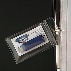 StoreSMART - USB Flash Drive/Memory Cards & Business Card Holders 100-Pack - Zip-Top and Hang Hole - Open Short Side (R3578ZIPS-FLASH-100)