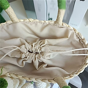 JKUYWX Summer Small Handmade Woven Bag Idyllic Outing Camping Beach Beach Bag