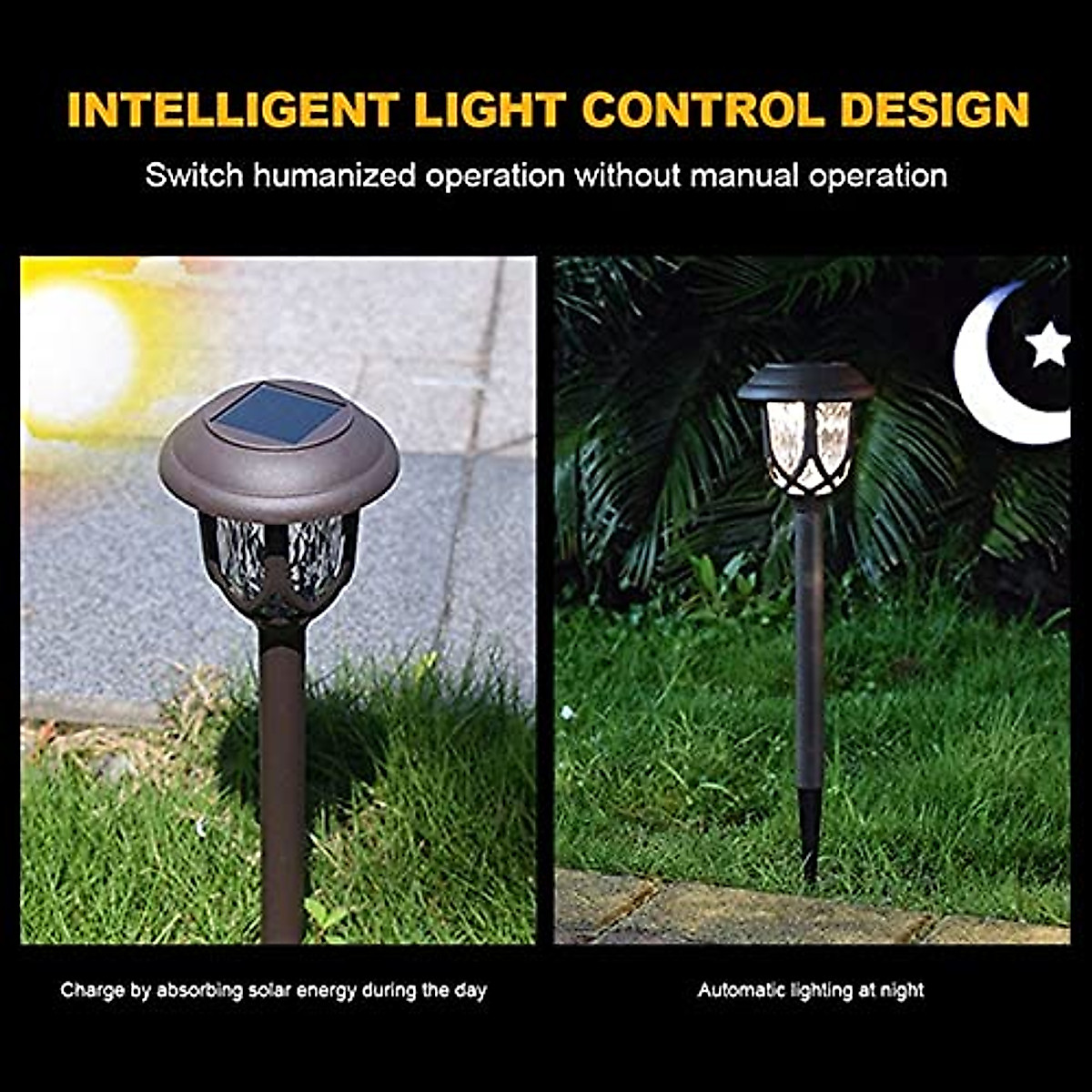 XYAA Solar Lamp Outdoor LED Retro Solar Powered Garden Lights Home Waterproof Park Lawn Path Landscape Lighting Decorative(6pcs,White)