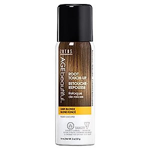 AGE beautiful Root Touch Up Hair Color Spray | Touch-Up Gray Concealer | Temporary Cover Up | Adds Volume & Covers Thinning Patches | Water, Sweat, Stain Resistant | Dark Blonde | 2 Fl Oz