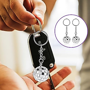 Disco Ball Keychain, 12 Pieces Disco Ball Party Favors Keychain 70s Disco Keychain Silver Mirror Ball Keychain Ball Party Supplies 1970s Party Favors Set for Halloween Christmas Party Decorations
