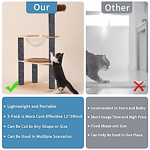 Yoanxong Cat Scratching Mat, 3 Pack 39.9" X 11.8" Trimmable Self-Adhesive Cat Scratching Mat, Sofa Furniture Wall Cat Scratching Board Cat Scratching Mat, Multifunctional Protective Pad for Furniture