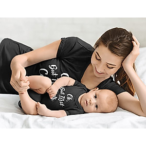 Tstars Ok But First Coffee Funny Mom and Baby Matching Outfits Gifts for New Moms Mothers Day Mother & Daughter Son Shirts Mom Black Large/Baby Black Newborn (0-3M)