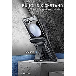 i-Blason for Samsung Galaxy Z Flip 5 Case with Stand, [Built-in Screen Protector] [Hinge Protection], Full-Body Protection Magnetic Phone Case for Galaxy Z Flip 5, Black