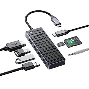 Yottamaster USB C Hub 8 Ports USB C Hub Multiport Adapter with 4K HDMI, VGA, USB A 3.0, 100W PD, 3.5mm Audio, Compatible with Type C Laptop Devices