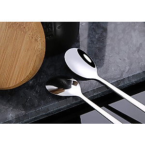 Goeielewe 3PCS Mixing Spoons for Coffee, Dessert, Ice Cream, Milkshake, Stainless Steel Iced Teaspoon with Ceramic Handle Tablespoons Espresso Cocktail Stirring Spoons, 6.8-Inch (Pink)