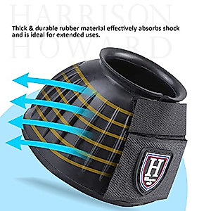 Harrison Howard Essential Rubber Bell Boots Touch-Close Overreach Boots Sold in Pairs Black Large