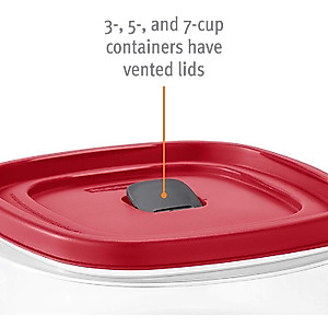 Rubbermaid Easy Find Lid Square 5-Cup Food Storage Container (Pack of 3), Red (Vented)
