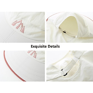 Sun Hats for Women Wide Brim Beach Sun Hat UV 50+Protection Packable HAT for Women Hiking Fishing with Neck Flap Off-White