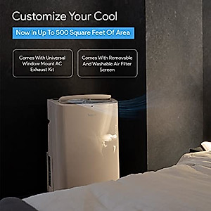 SereneLife SLPAC14 SLPAC Portable Air Conditioner Compact Home AC Cooling Unit with Built-in Dehumidifier & Fan Modes, Quiet Operation, Includes Window Mount Kit, 14,000 BTU, White