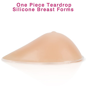 Vollence One Piece C+ Cup Teardrop Silicone Breast Forms Mastectomy Fake Boobs Bra Enhancer Inserts Concave Bra Pads - Nude
