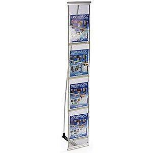 Displays2go Trade Show Magazine Literature Rack, Portable, Floor Standing, Carry Bag (4 Pocket)