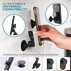 [2-Pack] Wall Mount for PopSockets, Socket Mount for Desk for Home, 2 Way 360 Degree Rotation, Super Strong Nano Adhesive, Compatible with All Sockets…