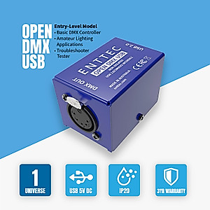 Enttec Open DMX USB 70303 Lighting Interface & SIRS-E 70029 5P Male to 3P Female Adapter (Bundle) - No Software Included - Open Source/Hardware Only/Entry Level Model for Beginners