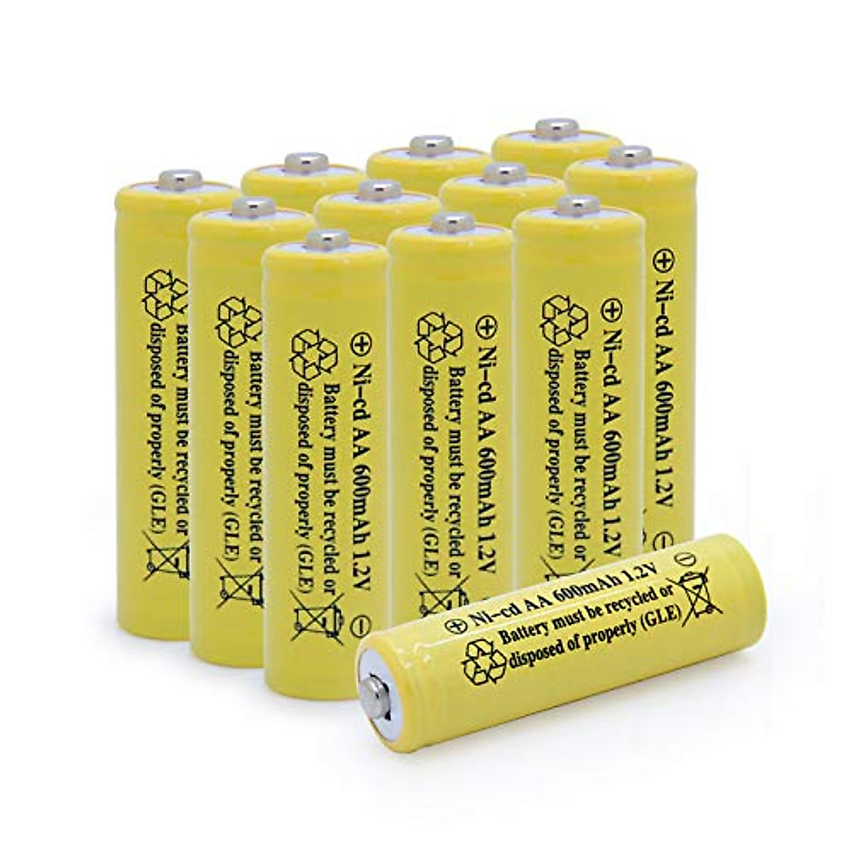 BAOBIAN AA NiCd 600mAh 1.2V Rechargeable Batteries Low Self Discharge for Solar Lights Outside Garden Lamps,Remotes,Mice Pre-Recharged (12Pack)