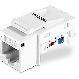 TRENDnet Cat6 Keystone Jack, 25-Pack Bundle, 90° Angle Termination, Compatible with Cat5, Cat5e, Cat6 Cabling, Color-Coded Labeling, Gold-Plated Contacts, Tool-Less Design, White, TC-K25C6
