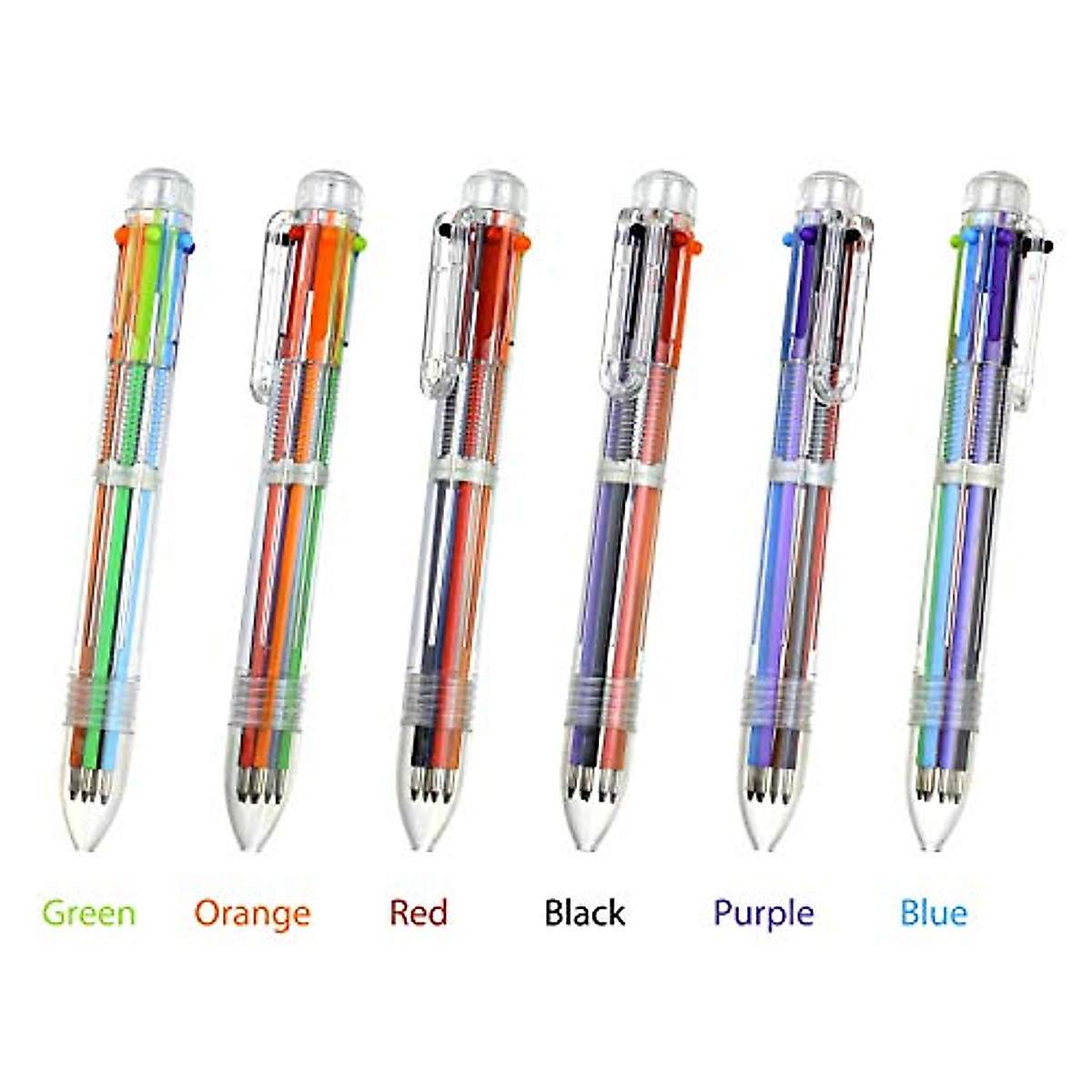 SMTTW 4 Pack 0.5mm 6-in-1 Multicolor Ballpoint Pen - Best for Smooth Writing-Retractable Ballpoint Pens for Office School Supplies Students Children Unique Gifts