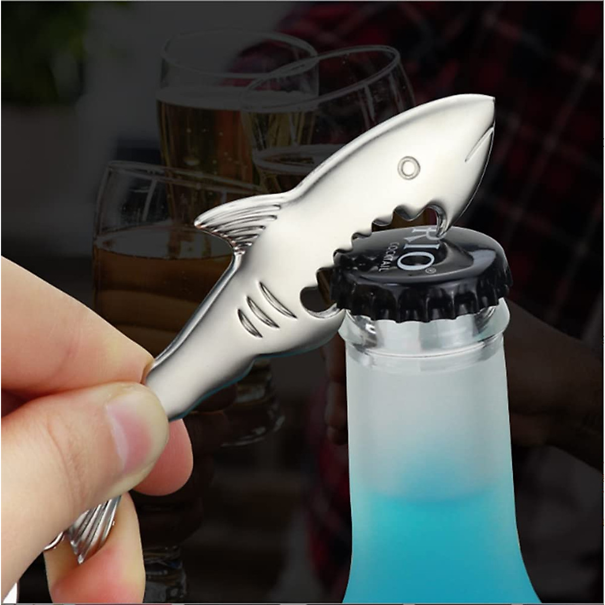 10 Pcs Shark Shaped Bottle Opener, Outdoor Bottle Opener Keychain.Pocketable Keychain Shark Shaped Opener for Camping and Traveling.Kitchen Gadgets & Creative Gifts.