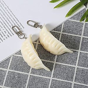 Graywhsky Simulation of Large Dumplings Keychain PVC Plastic Dumplings Alloy Door Clasp Pendant Fun Food Ornaments Props Stained Glass Window Hangings Flowers (White, A)