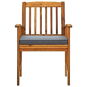 QZZCED Outdoor Club Chair Dining Side Chair Patio Set Patio Dining Chairs 3 pcs with Cushions Solid Acacia Woodfor Lawn Backyard & Garden All-Weather Resistant