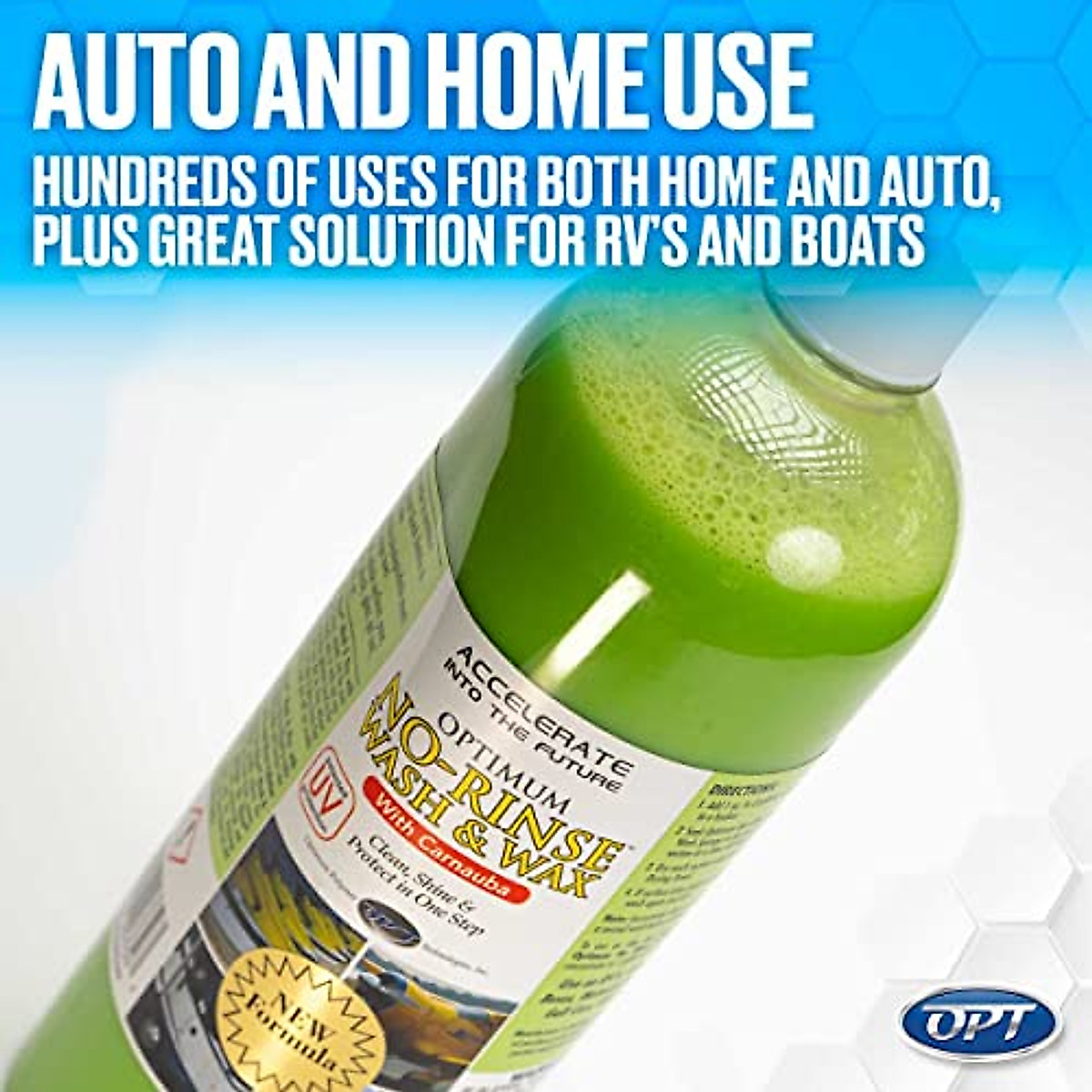 Optimum No Rinse Wash and Wax – 1 Gallon, Rinseless Car Wash and Wax in One System, ONR Formulated with Carnauba Wax with UV Protection, Use as Car Wax, RV Wax, Airplane Wax, Boat Wax, Motorcycle Wax