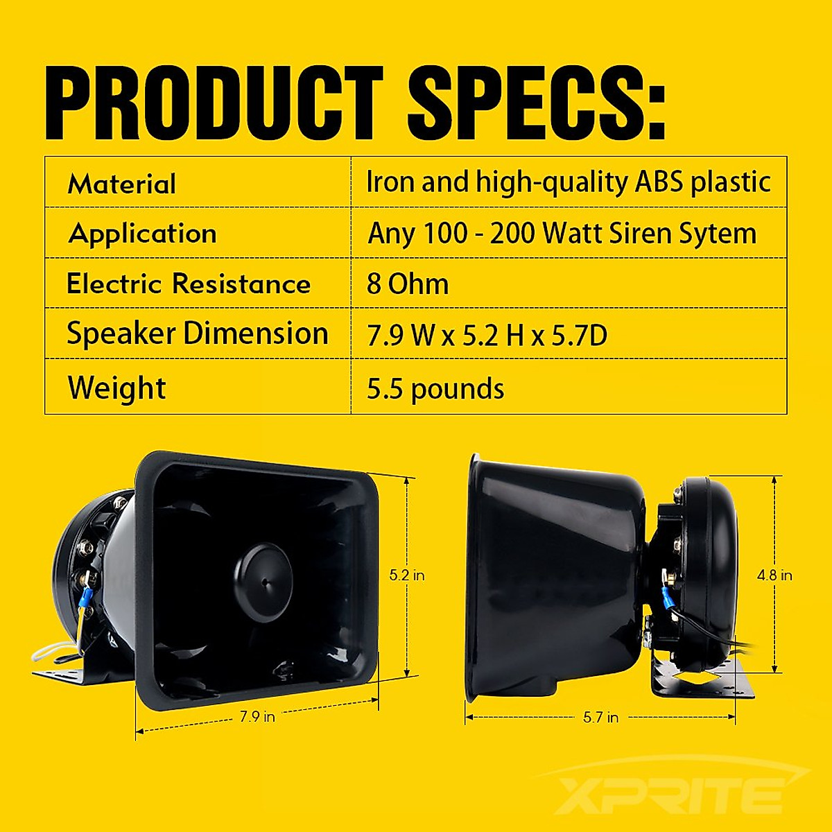 Xprite Compact 200 Watt High Performance Siren Speaker (Capable with Any 100-200 Watt Siren)