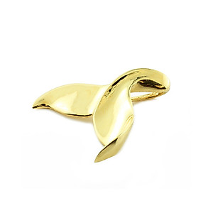 14k Gold Fluke Charm Whale Tail Pendant
