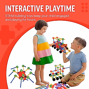 STEM Master Building Blocks Educational Toys Ages 4-8 - STEM Toys Kit w/176 Durable Pieces Stem Toys for Kids 5-7 Year Old