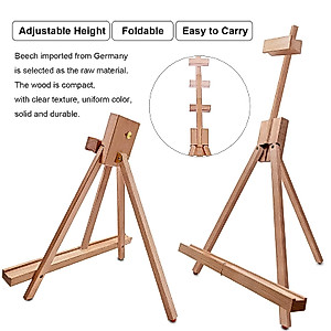 Miratuso Painting Easel, Folding Wooden Tabletop Easel Stand Holds Highest to 22" Canvas, Portable Desktop Easel Suitable for Artists, Beginners, Students