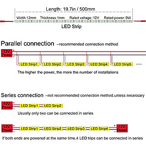 ICIH Under Cabinet LED Light 10Pack 12v LED Light Strip Rigid Super Bright White 6000K SMD5630 9W 84LED Double Row 0.5m/20in for Kitchen Cabinet,Counter,Showcase Vehicle Replace