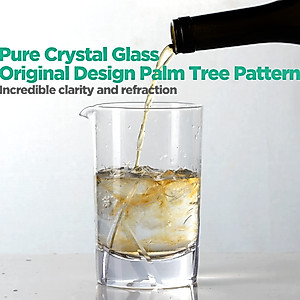 Homestia Professional 24 oz Cocktail Mixing Glass with Extra Thick Bottom, Snowflake Pattern Cocktail Stirring Glass Bar Mixing Glass, Crystal Mixing Pitcher Cocktail Mixer Old Fashioned Glass