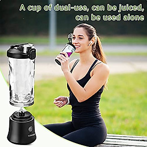 Portable Blender, Personal Size Blender for Smoothies and Shakes with USB Rechargeable, Strong Stainless-Steel Blades and Powerfulr Motor, 22 Oz Mini Blender Cup for Home, Kitchen, Travel (Black)