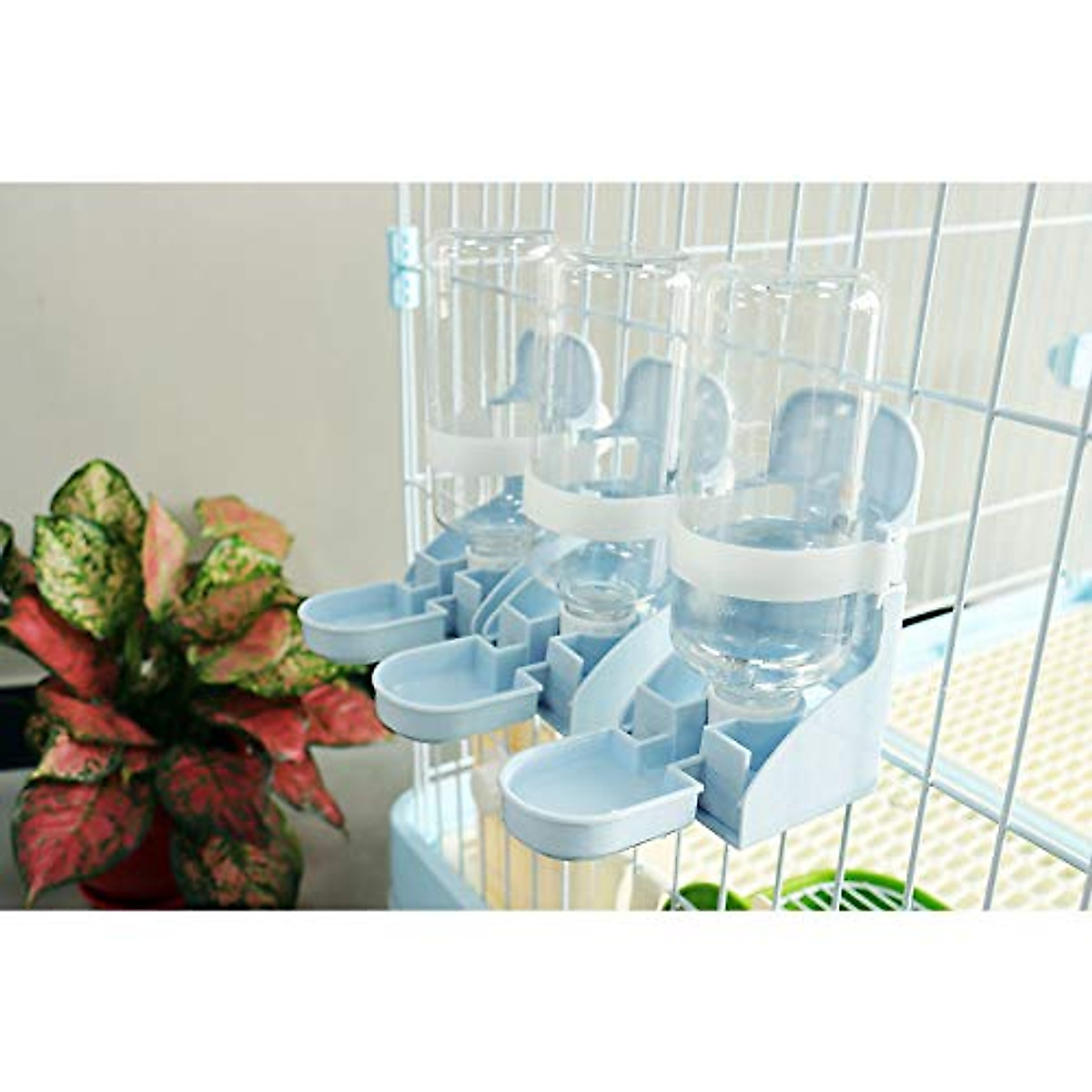 RUBYHOME Rabbit Water Bottle No Drip 17 oz Hanging Water Fountain Automatic Dispenser Water Feeder for Bunny Chinchilla Guinea Pig Hedgehog Ferret (Blue)