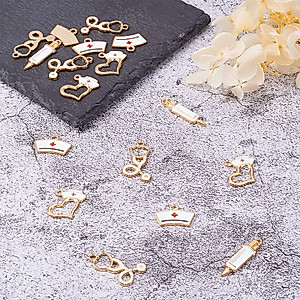 DanLingJewelry 20 Pcs Medical Nurse Charms Echometer Stethoscope Syringe Nurse Cap Pendant Charms for Jewelry Making