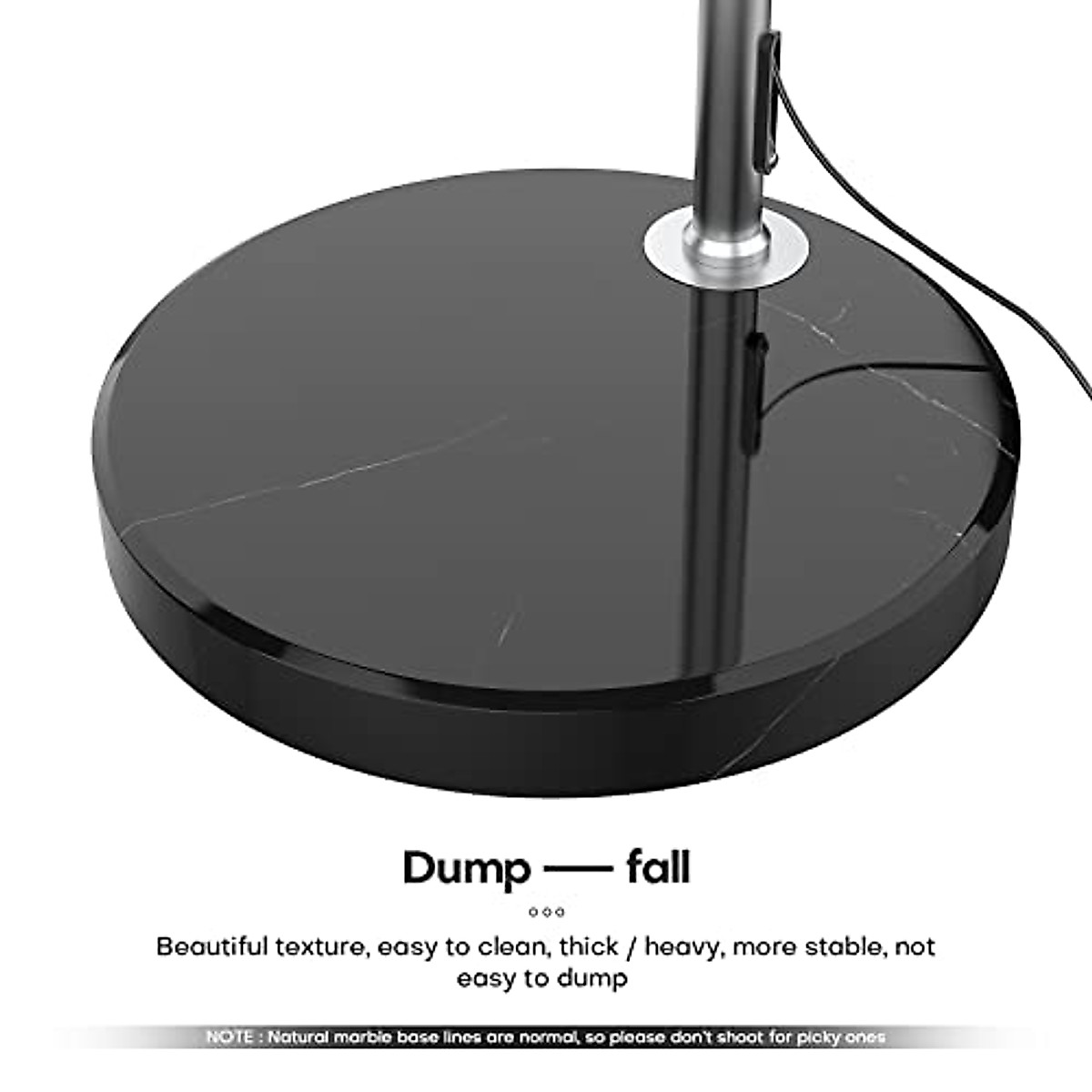 LamQee Modern Arc Floor Lamp 72.7" Tall Standing Hanging Lamp Chrome Finished Arched Floor Lamp with Marble Base for Living Room Bedroom Study Reading Office