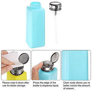 HARFINGTON Solvent Alcohol Dispenser 500ml(16.9oz) Push Down Liquid Dispenser Pump with Sealing Stainless Steel Lid for Acetone Cleanser Polish Remover, Blue