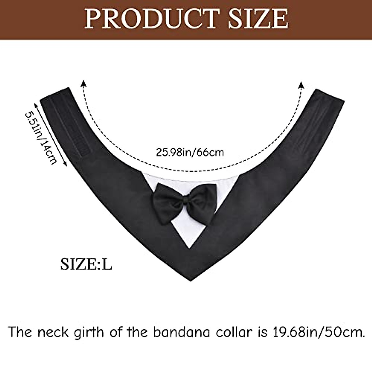 URROMA 1 PC Formal Dog Bandana Collar, Pet Tuxedo Collar with Bow Tie Dog Wedding Bowtie Collar, Black L