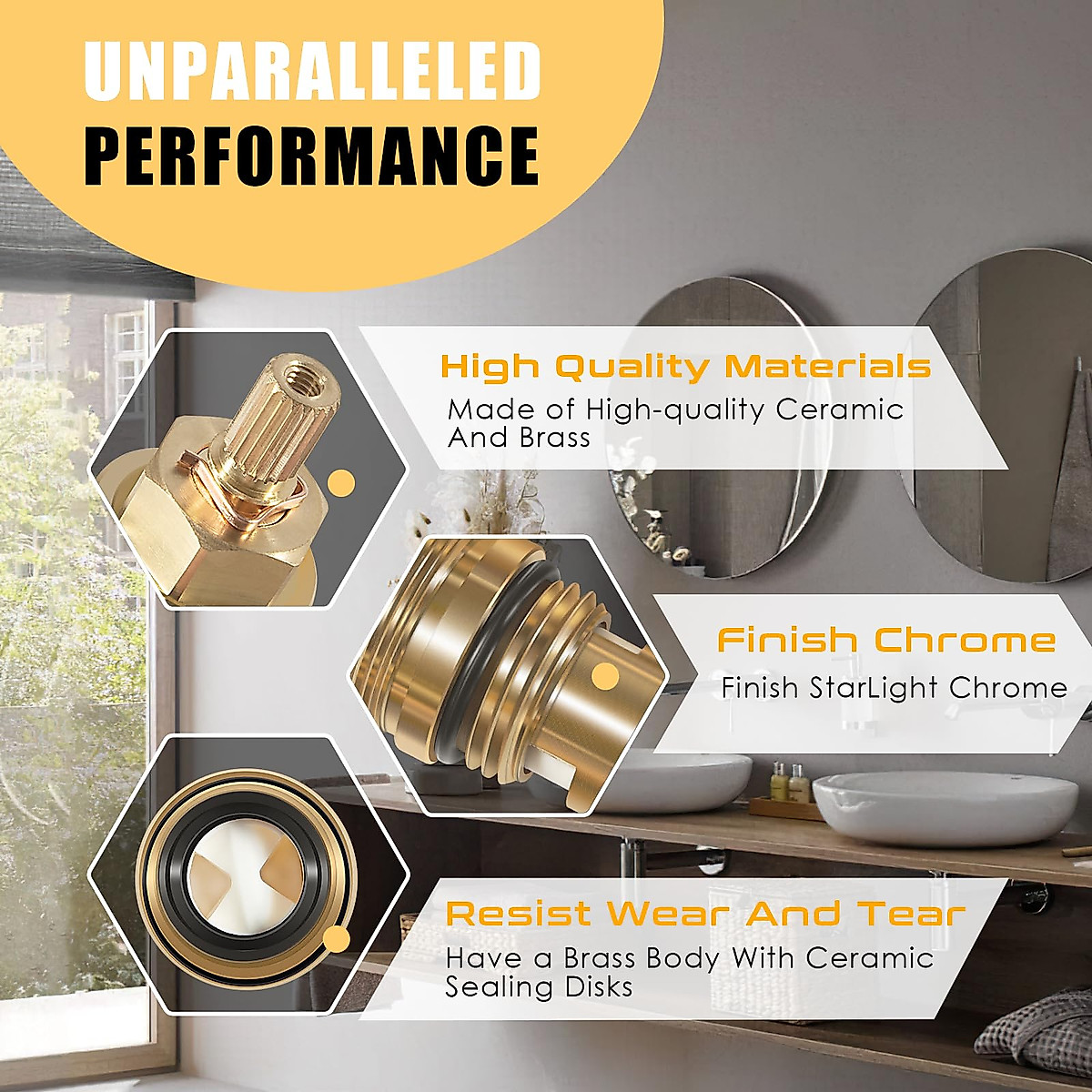 45882000 Hot Cartridge Replacement for Grohe Ceramic cartridge - 1/2" - 1/4 Turn - Anti-Clockwise Open,90 Degrees Right Hand Stop.