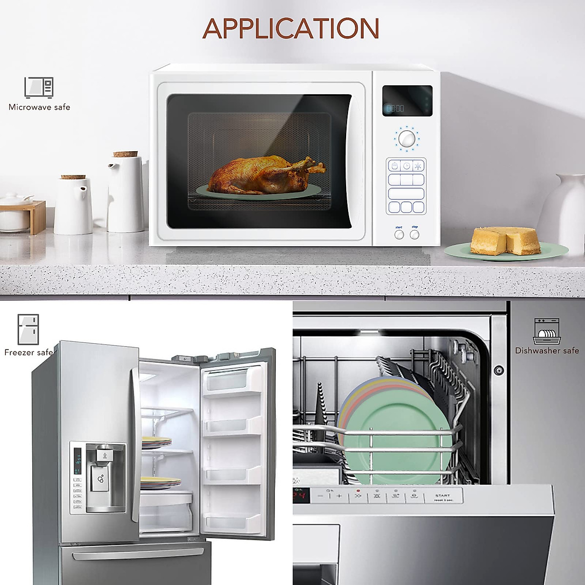 greenandlife 10inch/6pcs Dishwasher & Microwave Safe Wheat Straw Plates - Lightweight Reusable Unbreakable Dinner Plates, Non-toxin, BPA Free and Healthy for Kids & Adults