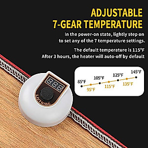 Livtribe AC 110V Heated Floor Mat for Foot, Wood Stripe Carbon Crystal Heating Pad, Electric Heated Foot Warmers for Office, Home Brown