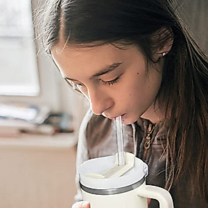 6Pcs Replacement Straws for Stanley Water Bottles, Plastic Straws Reusable Cleaning Brush Compatible with 14/20 /30/40 OZ Water Bottle, Cup Straws Drinking Reusable, Bottle Accessories (White)