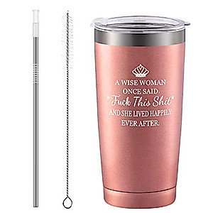 GINGPROUS A Wise Woman Once Said Travel Tumbler for Women, Friends Travel Tumbler for Divorce Coworker Retirement, 20 Oz Stainless Steel Insulated Tumbler with Lid and Straws, Rose Gold