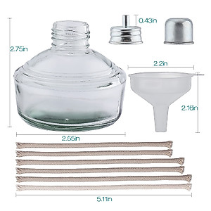 Dental Alcohol Lamp Glass Alcohol Burner Lamp Bunsen Burner with Metal Cap Dental Lab Equipment Heating 150ml with 5 Free Replacement Wicks & Funnel