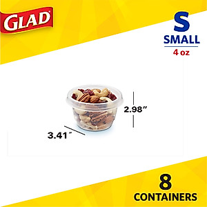 GladWare Mini Food Storage Containers | Small Round Food Containers, Mini Round Food Containers Hold up to 4 Ounces of Food | 4 oz Containers with Lids, 8 Count Set