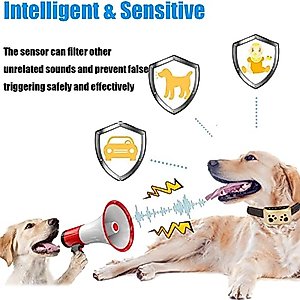 Dog Anti Barking Collar with 7 Adjustable Levels, Harmless Shock, Beep Vibration, Smart Correction and LED Indicator-Reachargeable No Bark Collar for Small Medium Large Dogs,Waterproof