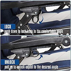 Coastrail Outdoor Zero Gravity Chair Oversized XXL 33.5" Width Patio Recliner Padded Reclining Folding Lounger with Pillow, Side Table for Camping, Lawn, Garden, 500lbs Capacity Blue/1pack