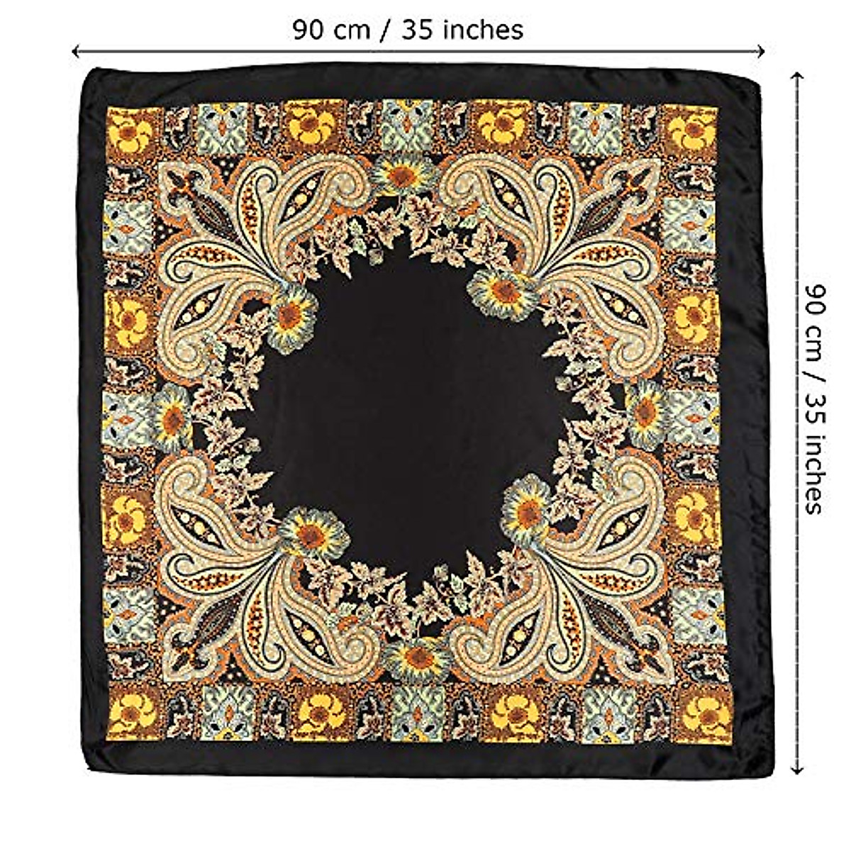 Molans 35 Inches Women Head Scarf Hair Bandanas - 4PCS Square Satin Head Scarves for Women Silk Like Hair Kerchief Banadanas(Blue+Black+Beige+Camel)